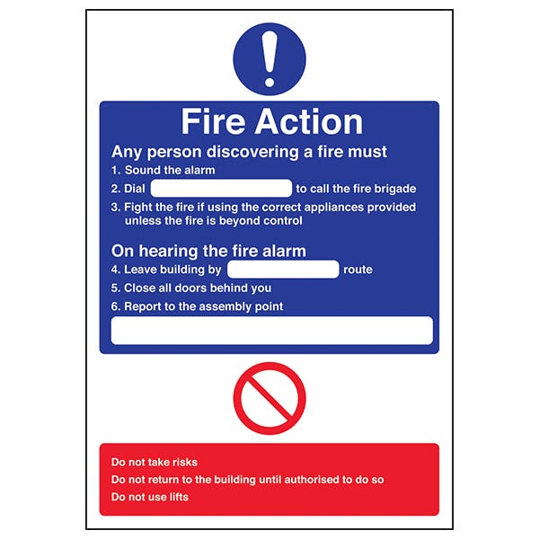 A4 - Fire Action - Any Person Discovering A Fire | Safety Signs 4 Less