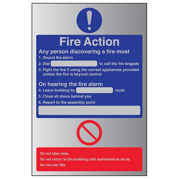 Fire Action - Any Person Discovering A Fire - Aluminium Effect | Fire ...
