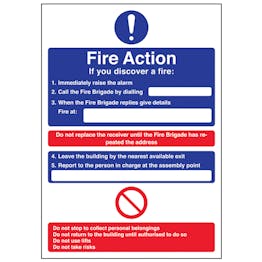 A4 - Fire Action - If You Discover A Fire | Safety Signs 4 Less