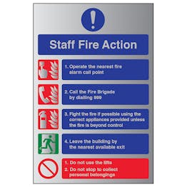 Staff Fire Action Notice - Aluminium Effect | Fire Action Notices ...