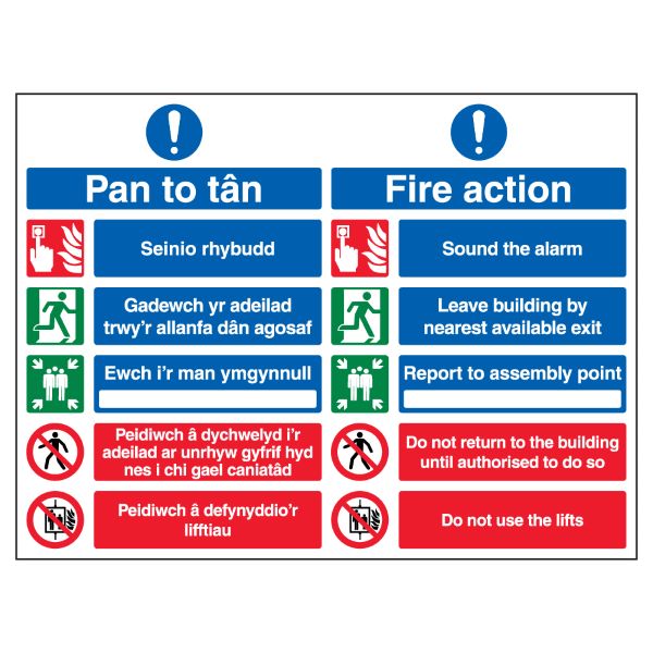 Welsh/English - 5 Point Fire Action Notice/Do Not Use The Lifts ...