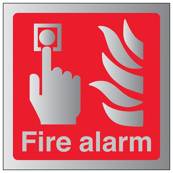 Fire Alarm - Square - Aluminium Effect | Fire Equipment Signs | Fire ...