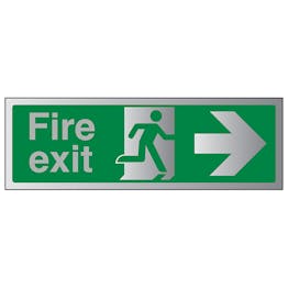 Fire Exit Arrow Right - Aluminium Effect | Fire Exit Signs | Fire ...