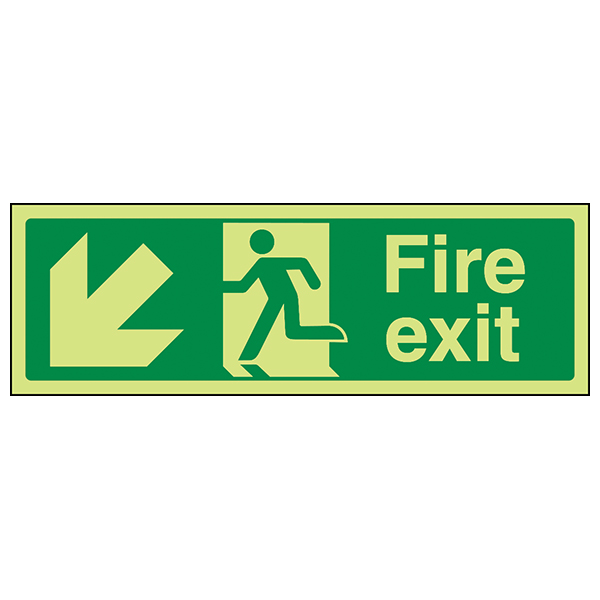GITD Fire Exit Arrow Down Left | Eureka Direct