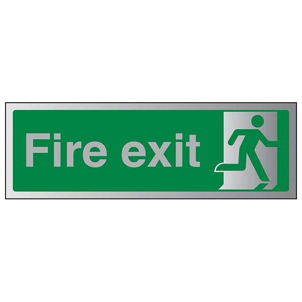 Final Fire Exit Man Right - Aluminium Effect | Fire Exit Signs | Fire ...