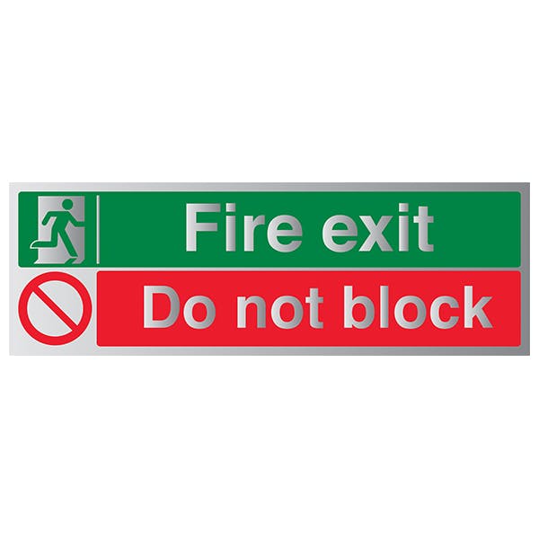 Fire Exit / Do Not Block - Aluminium Effect | Aluminium Effect Safety ...