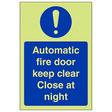 GITD Automatic Fire Door Keep Clear - Portrait | Eureka Direct