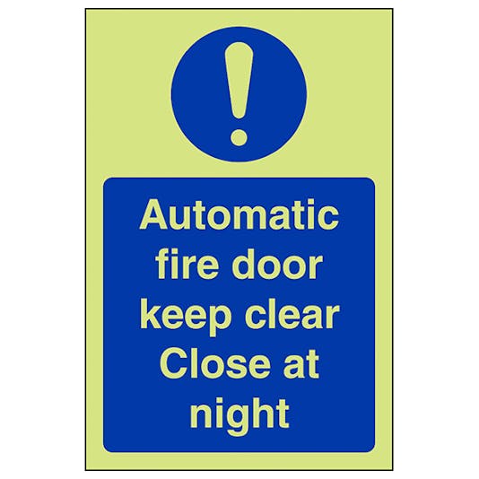 GITD Automatic Fire Door Keep Clear - Portrait | Eureka Direct