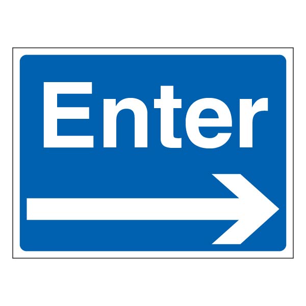 Enter - Landscape - Blue - Arrow Right | SafetySigns4Less