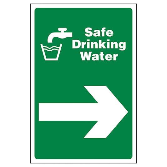 Safe Drinking Water Arrow Right | First Aid Signs | Safety Signs ...