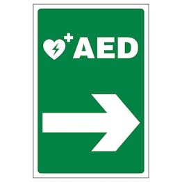 AED Arrow Right | First Aid Signs | Safety Signs | Safety Signs 4 Less