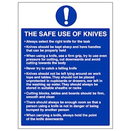 The Safe Use Of Knives - Portrait | Safety Signs 4 Less