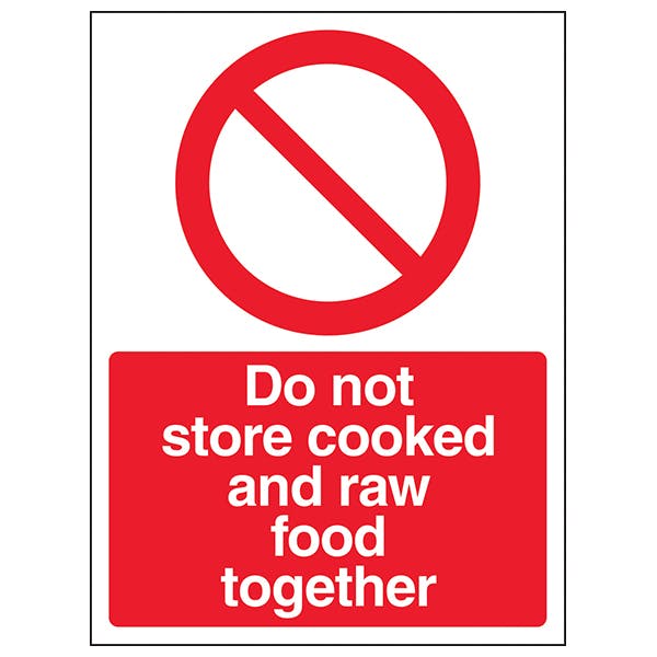 Do Not Store Raw And Cooked Food Together - Portrait | Safety Signs 4 Less