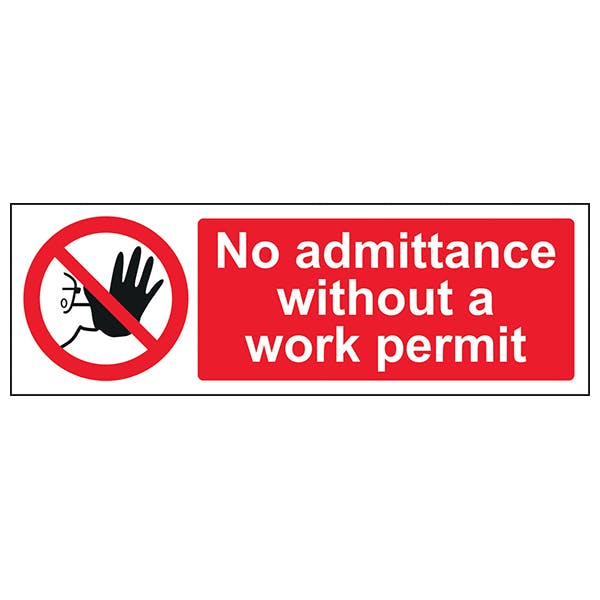 No Admittance Without Work Permit - Landscape | Safety Signs 4 Less