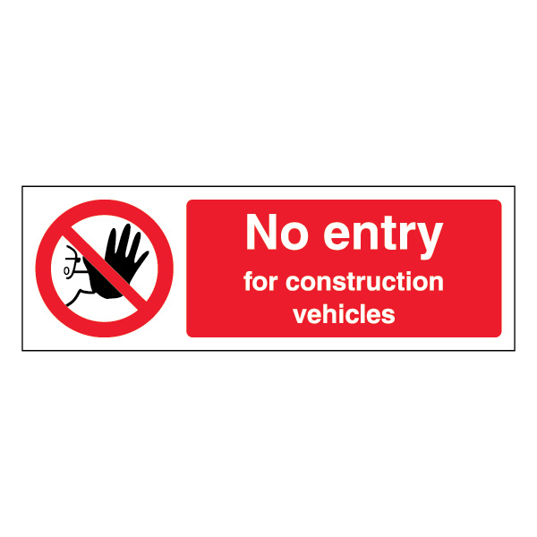 No Entry For Construction Vehicles - Narrow Landscape | SafetySigns4Less