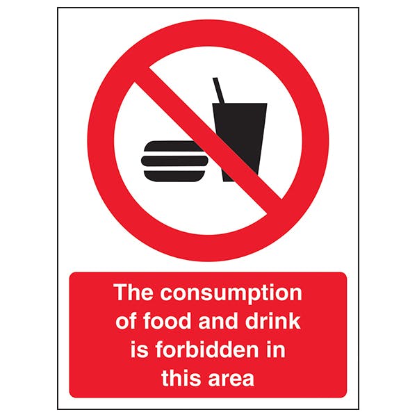 Consumption Of Food And Drink Forbidden - Portrait | Prohibition Signs ...