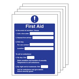 5-Pack First Aid Action Notice | Safety Signs 4 Less