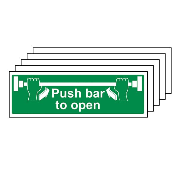 5-Pack Push Bar To Open - Landscape | Safety Signs 4 Less