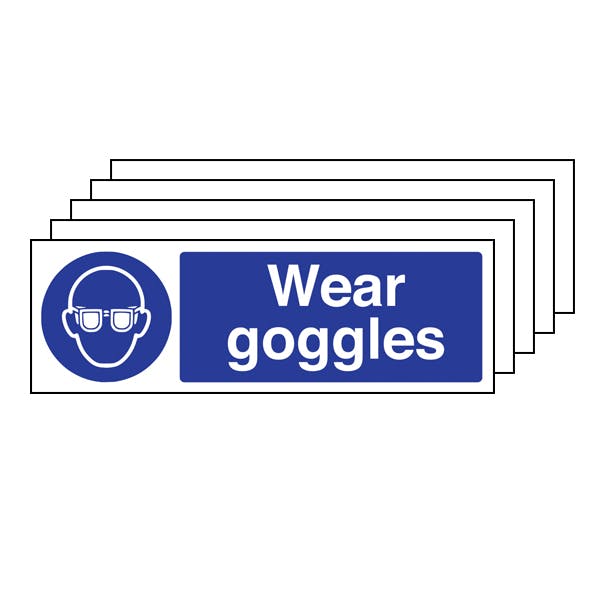 5PK - Wear Goggles | Safety Signs 4 Less