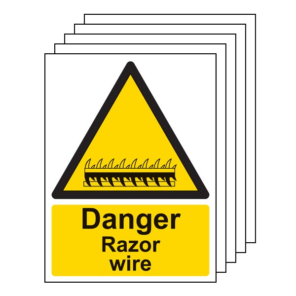 5PK - Danger Razor Wire - Portrait | Safety Signs 4 Less