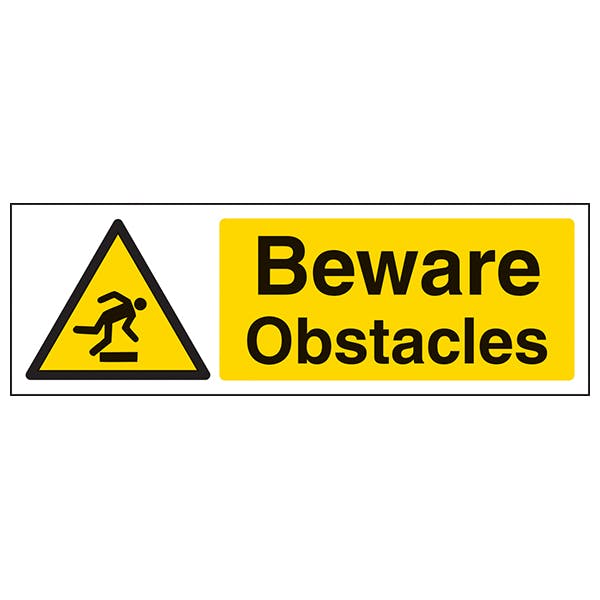 Beware Obstacles - Landscape | Safety Signs 4 Less