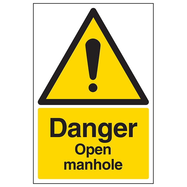 Danger Open Manhole - Portrait | Safety Signs 4 Less