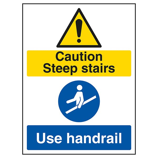 Caution Steep Stairs / Use Handrail | Stairway Signs | Information ...