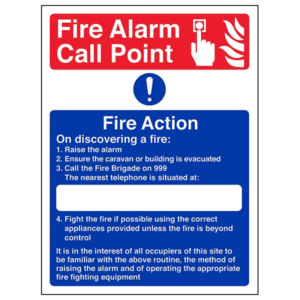 Caravan Site Fire Action - On Discovering A Fire - Super-Tough Rigid ...