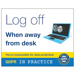 GDPR Sticker - Log Off When Away From Desk | Safety Signs 4 Less