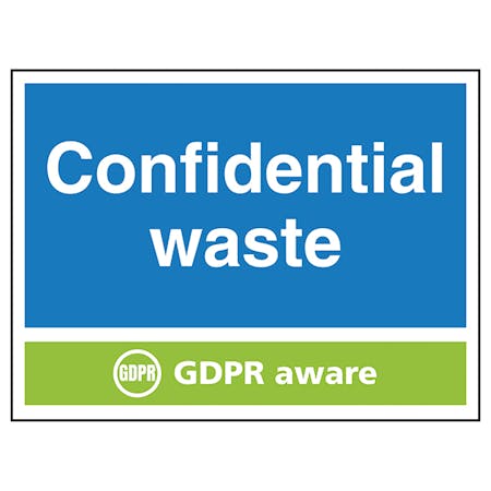 Confidential Waste GDPR Aware | Waste Signs | Recycling Signs | Nobutts