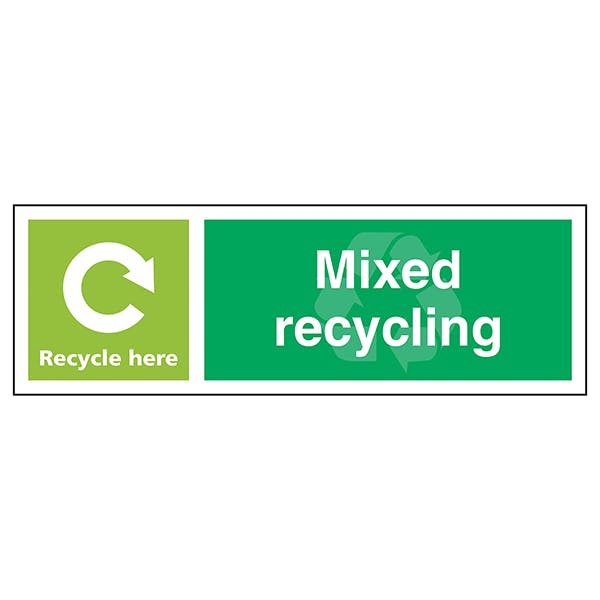 Mixed Recycling Recycle Here | Waste Signs | Recycling Signs | Nobutts