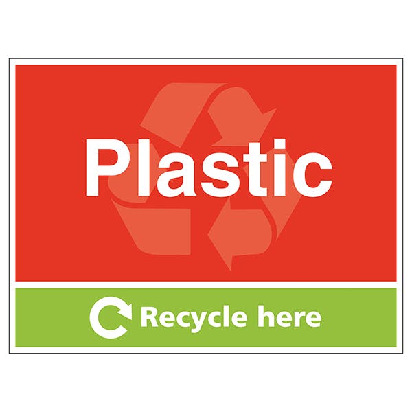 Plastic Recycle Here | Waste Signs | Recycling Signs | Nobutts