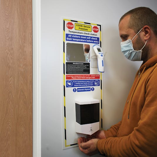 Temperature Check Station With Auto Dispenser