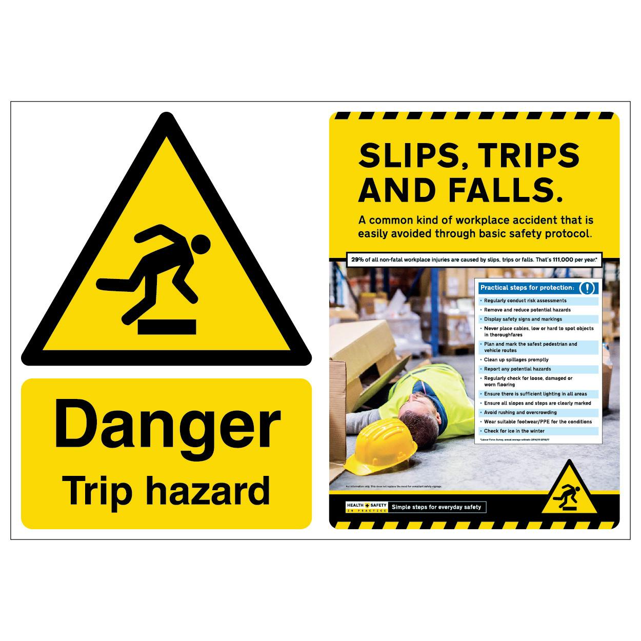 Danger Trip Hazard/Slips, Trips, Falls | SafetySigns4Less