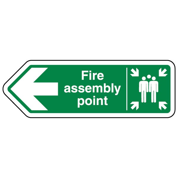 Fire Assembly Point Arrow Left - Shaped Sign | VSafety