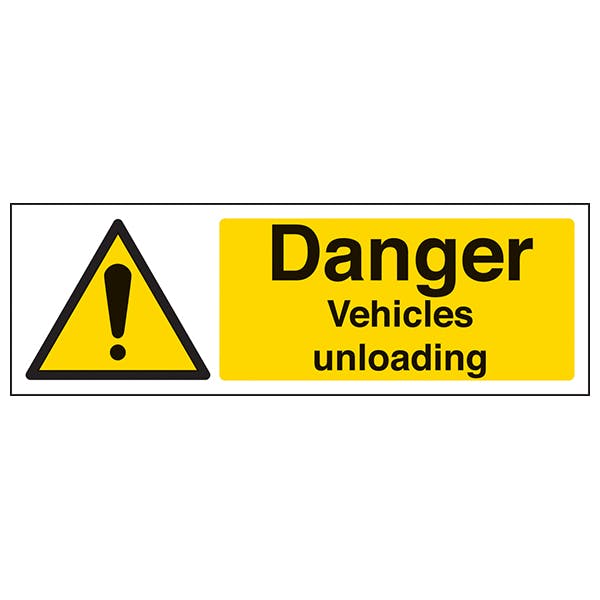 Danger Vehicles Unloading - Landscape | Caution / Danger | Safety Signs ...