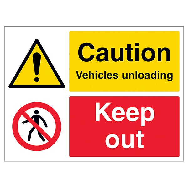 Caution Vehicles Unloading, Keep Out | Traffic and Parking Signs ...