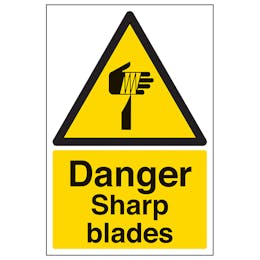Danger Sharp Blades - Portrait | Safety Signs 4 Less