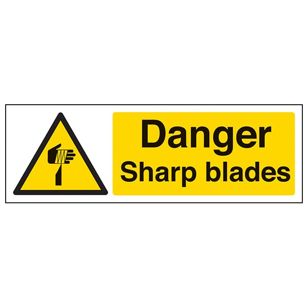 Danger Sharp Blades - Landscape | Safety Signs 4 Less