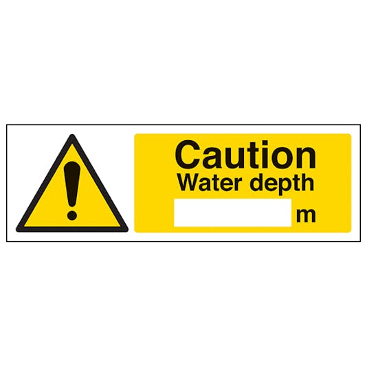 Caution Water Depth - Landscape | Safety Signs 4 Less