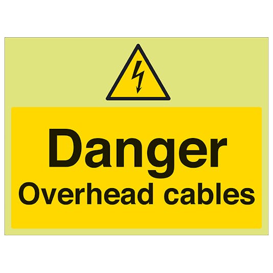 GITD Danger Overhead Cables | Safety Signs 4 Less