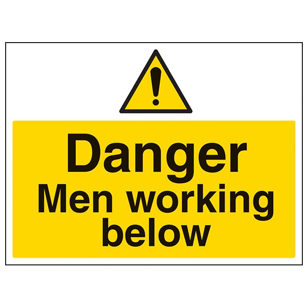 Danger Men Working Below - Large Landscape | Caution / Danger | Safety ...
