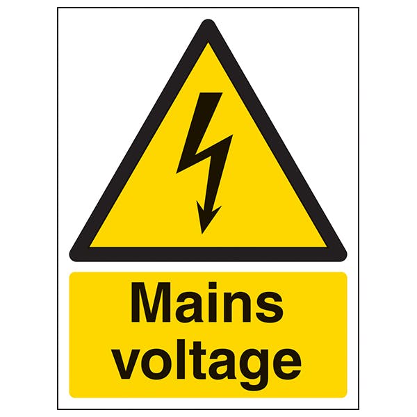 Mains Voltage - Portrait | Safety Signs 4 Less