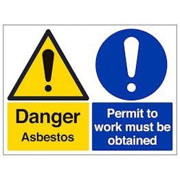 Danger Asbestos/Permit To Work - Large Landscape | Safety Signs 4 Less