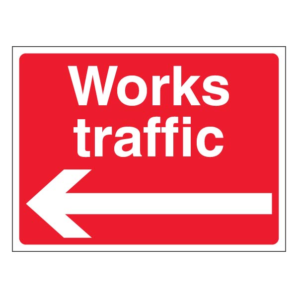 Works Traffic - Landscape - Red - Arrow Left | SafetySigns4Less