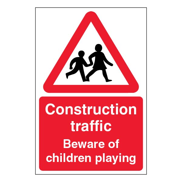 Construction Traffic Beware Of Children Playing | SafetySigns4Less