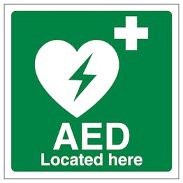 AED Located Here | Door Signs | Safety Signs | Safety Signs 4 Less
