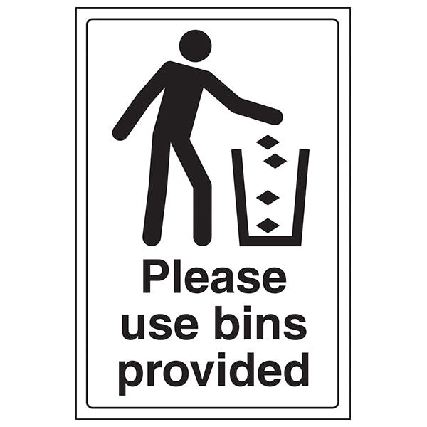 Please Use Bins Provided - Portrait | Hazard Signs | Safety Signs ...