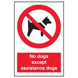 No Dogs Except Assistance Dogs | Assistance Dog Signs | Safety Signs ...