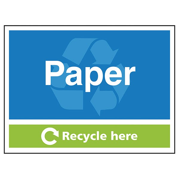 Paper Recycle Here | Waste Signs | Recycling Signs | Safety Signs 4 Less